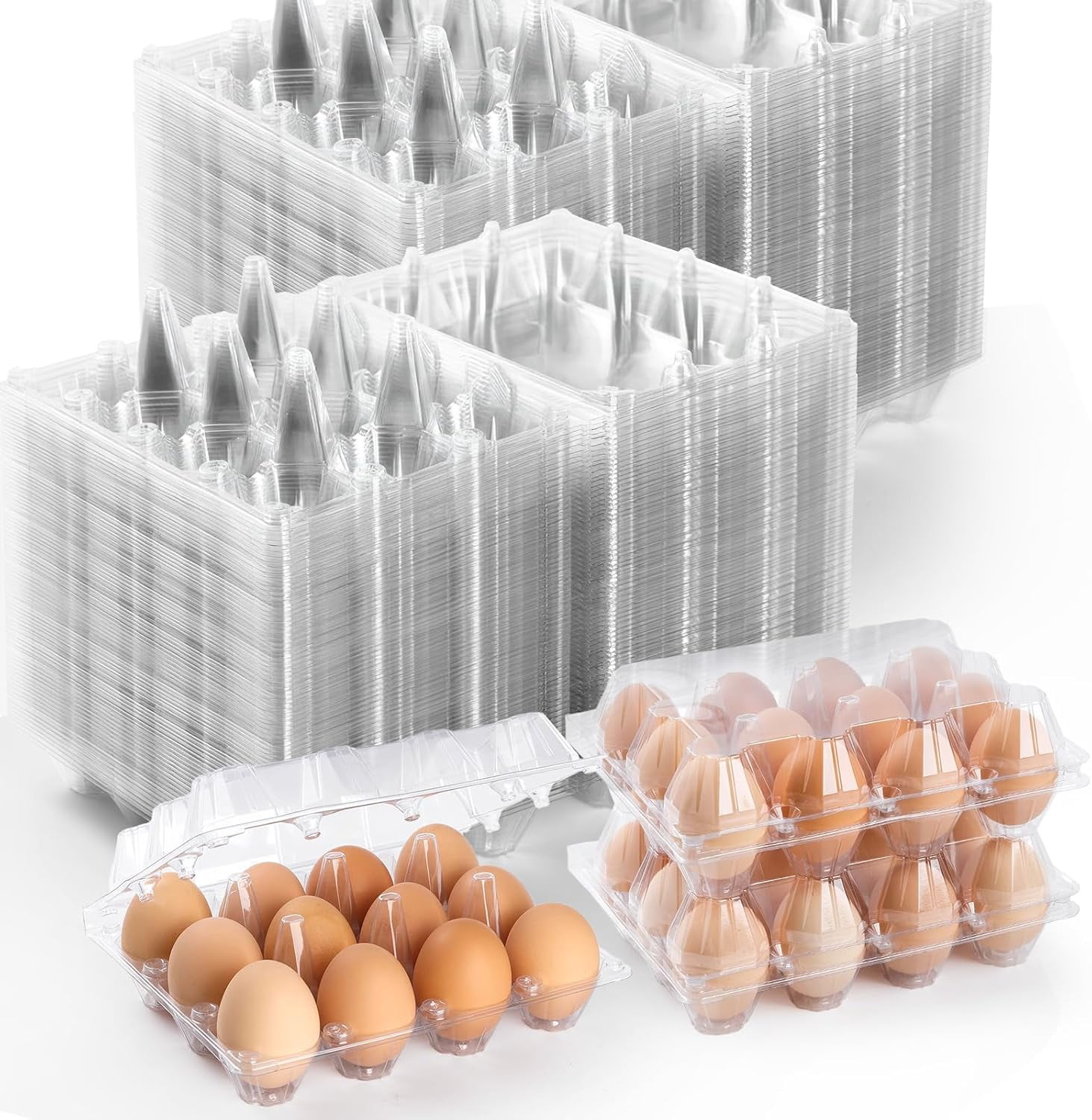 100 Pack Plastic Egg Cartons Cheap Bulk,1 Dozen Clear Empty Egg Cartons ...