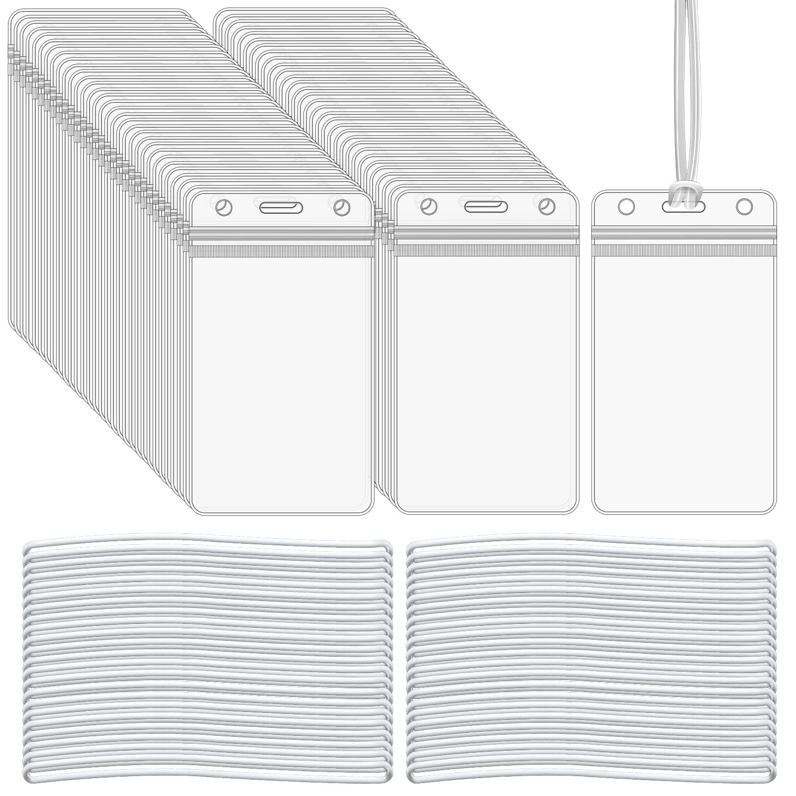 100 Pack Plastic ID Badge Holders and Luggage Tag Straps, Secure ...