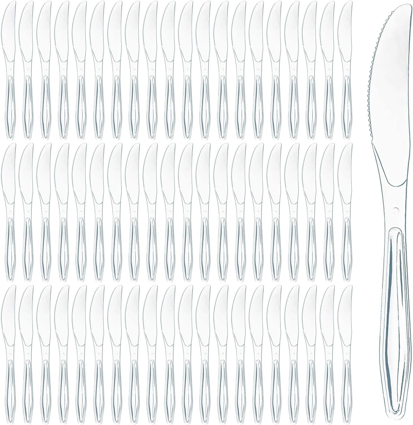 100 Pack Plastic Silverware Knives - Heavy Duty, Clear Plastic Knives ...