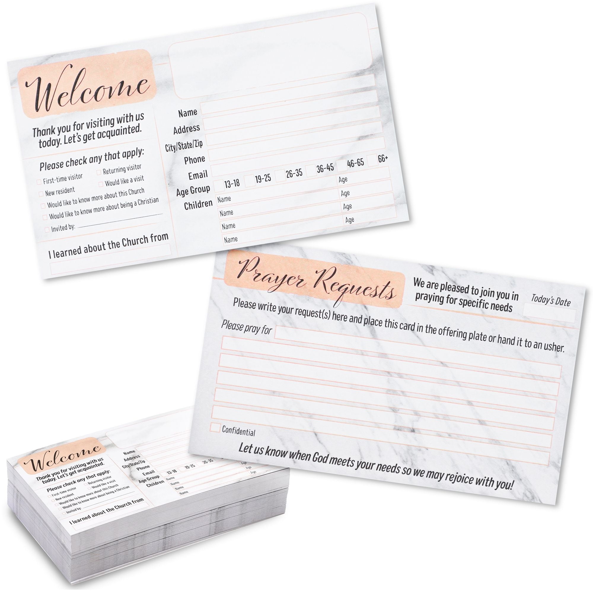 Walmart 100 Pack Double Sided Prayer Request and Welcome Cards for ...
