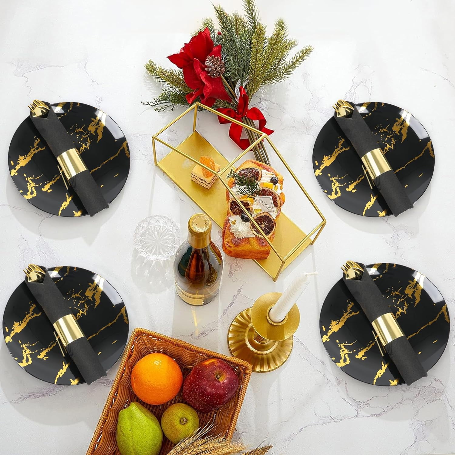 100 Pack Pre-Rolled Gold Plastic Silverware Set with Napkin - Walmart.com