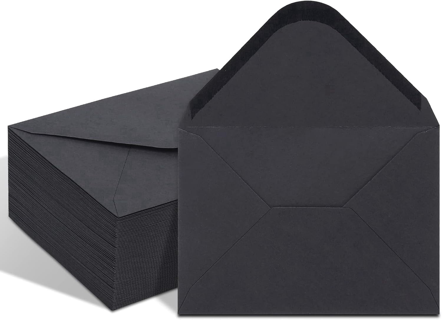 100 Pack Premium 4×6 Black Contour Flap Envelopes – Wet-Adhesive Seal ...