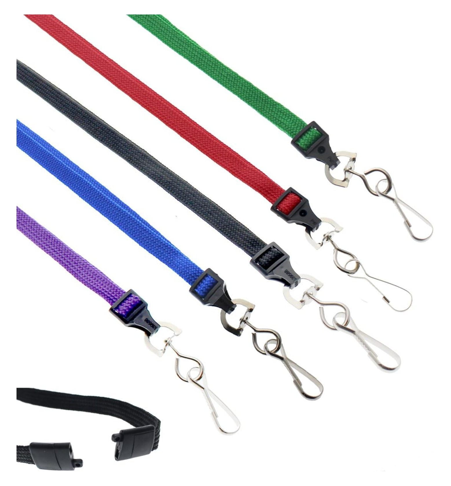 100 Pack - Premium Breakaway Lanyards for ID Badges - Metal Swivel J ...