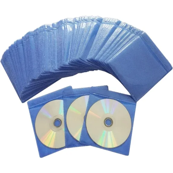 100 Pack Premium CD DVD Sleeves,Thick Non-Woven Material Double-Sided ...
