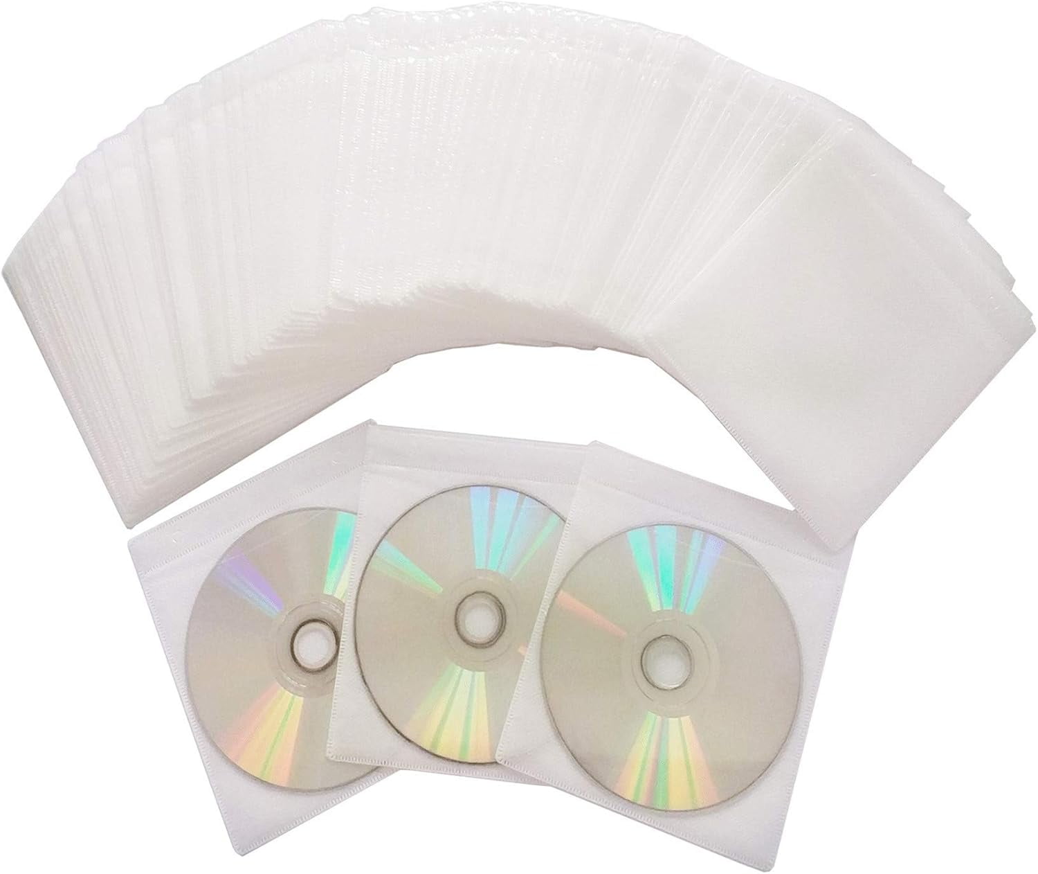 100 Pack Premium CD DVD Sleeves,Thick Non-Woven Material Double-Sided ...