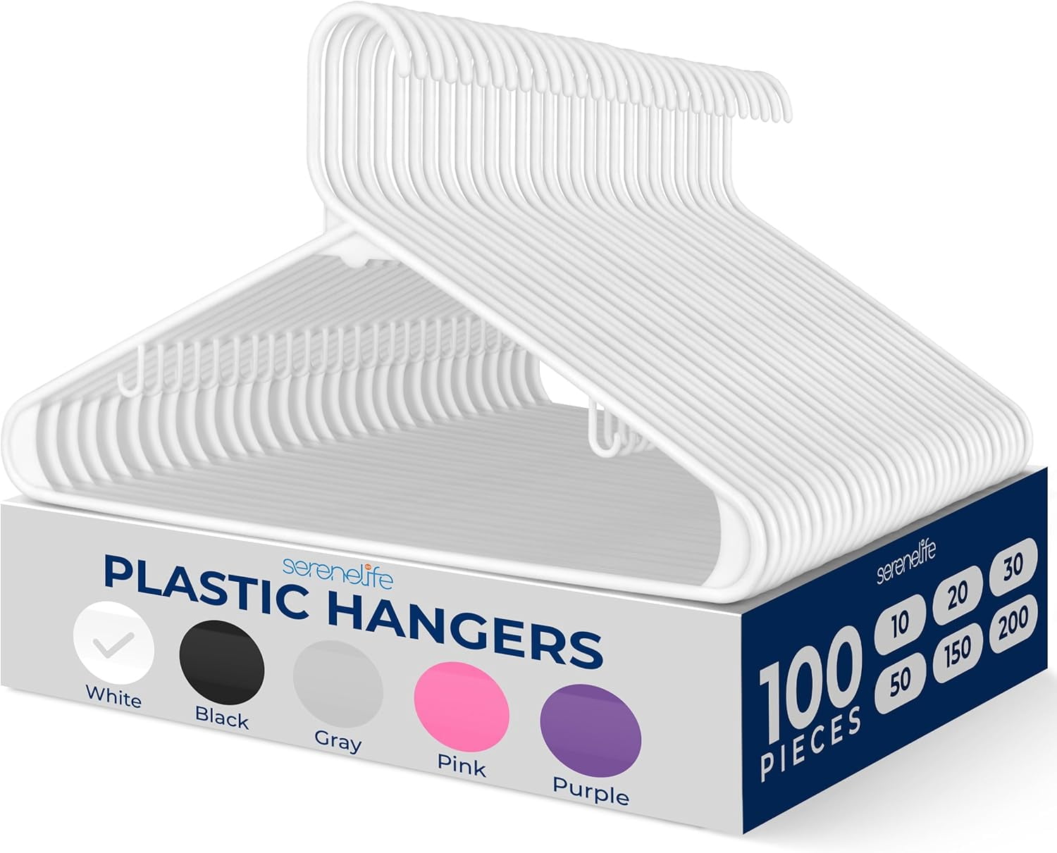 100-Pack Premium Plastic Hangers – Heavy Duty, Smooth White Tubular ...