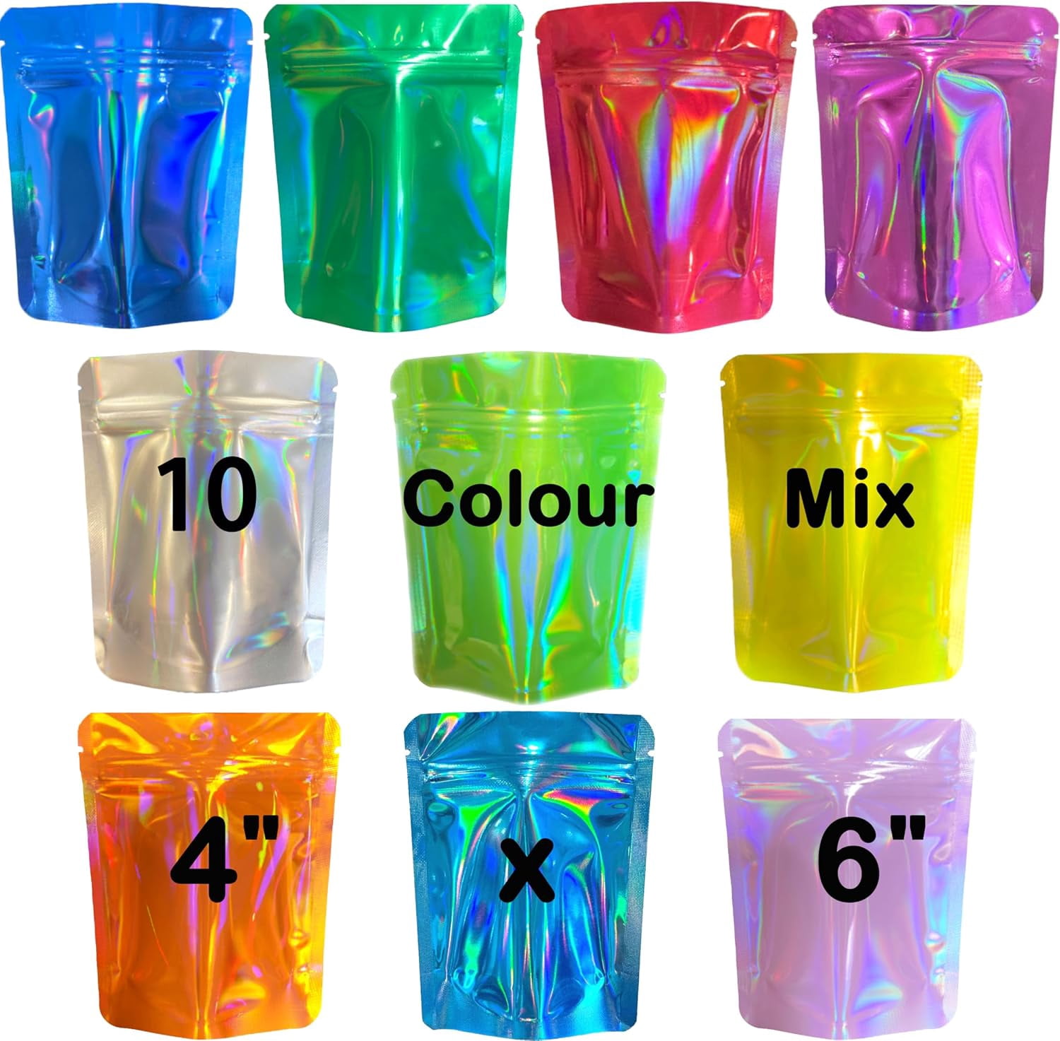 100 Pack Premium Smell Proof Mylar Bags, 10 Colors Mixed Resealable ...