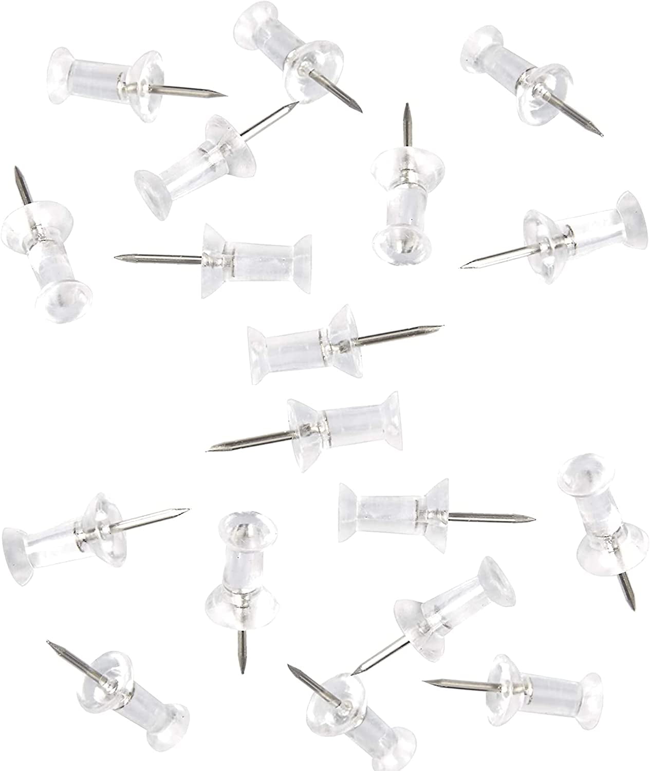 100-Pack Push Pins Tacks, Clear Plastic Head, Steel Point,Thumb Tacks ...