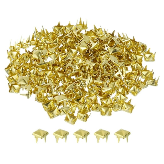 100 Pack Pyramid Rivets for Clothing, 4mm 4-Jaw Square Rivets, Gold ...