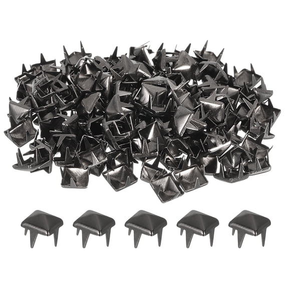 100 Pack Pyramid Rivets for Clothing, 6mm 4-Jaw Square Rivets, Black ...