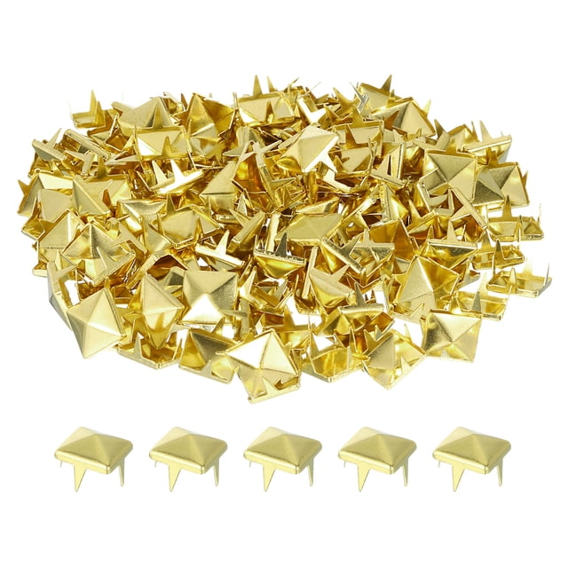100 Pack Pyramid Rivets for Clothing, 9mm 4-Jaw Square Rivets, Gold ...
