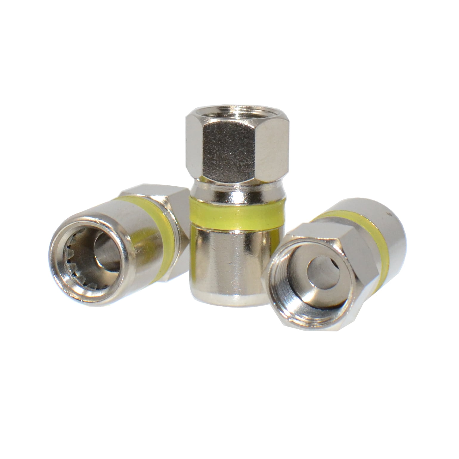 100 Pack RG6 Quad Shield Coaxial Self Lock F-Type Connector - Walmart.com