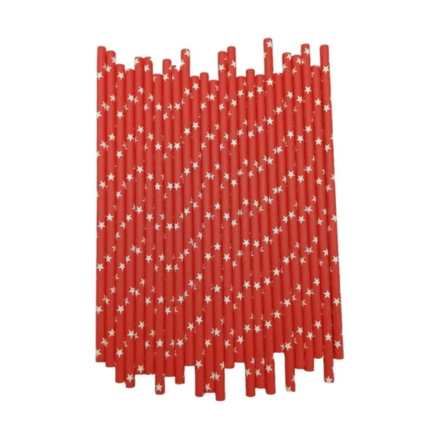 100-Pack Red Biodegradable Paper Straws,Eco-Friendly Kraft Paper ...