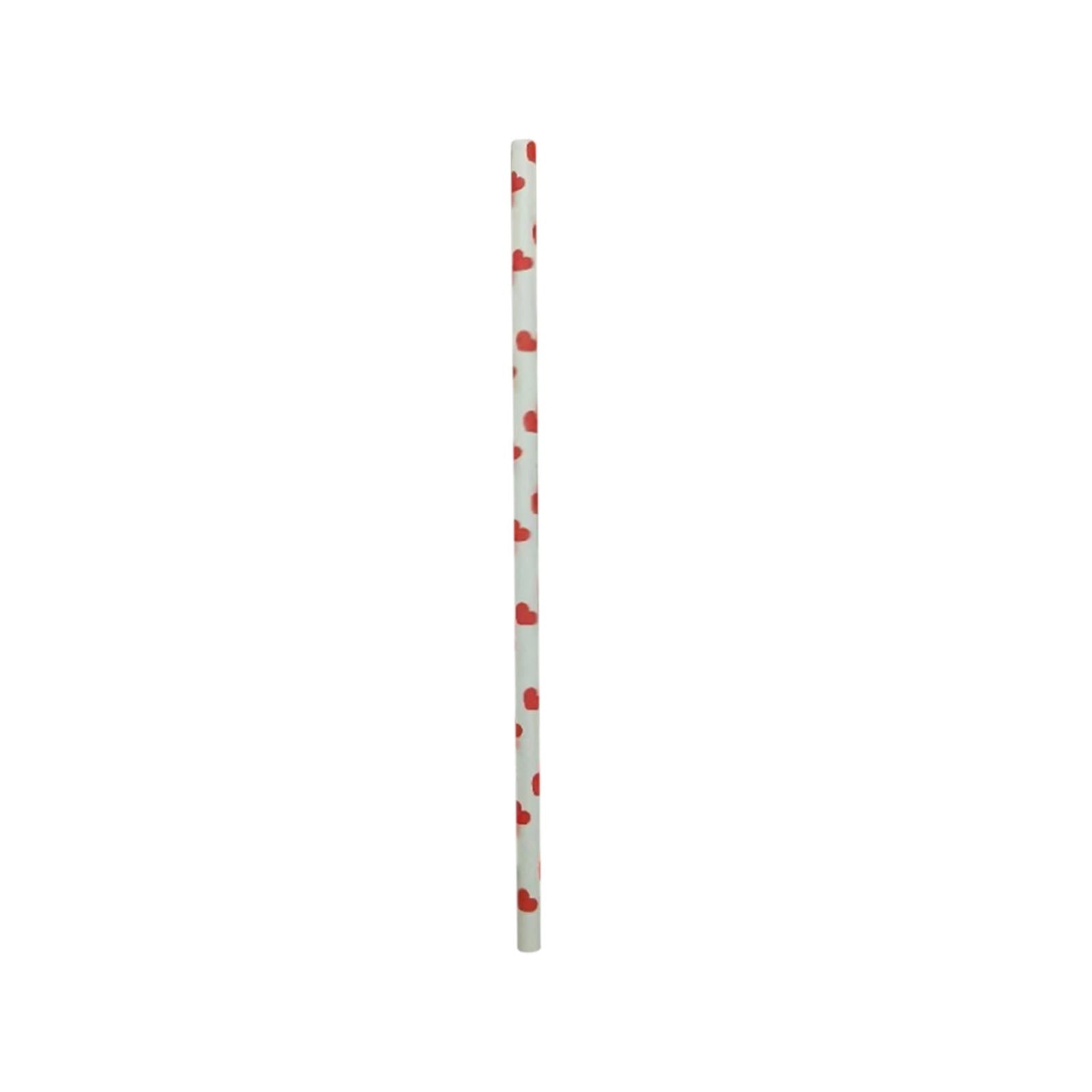 100-Pack Red Paper Straws, 7.75" Biodegradable Kraft Paper Straight ...