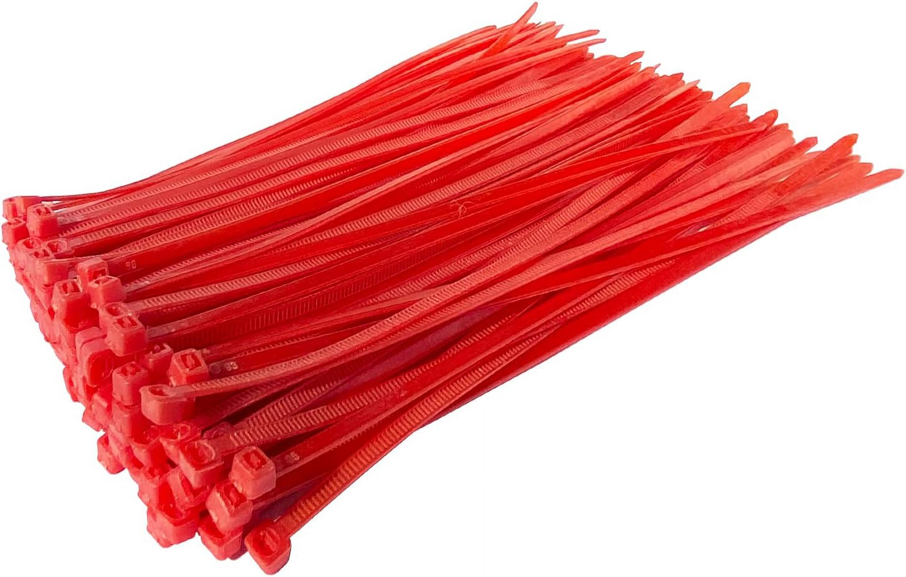 100 Pack Red Plastic Cable Ties 200mm×3.6mm Heavy Duty Nylon Garden Zip ...