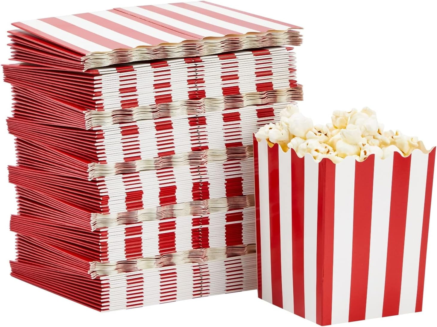 100 Pack Red and White Mini Popcorn Boxes for Party, Bulk Paper Popcorn ...