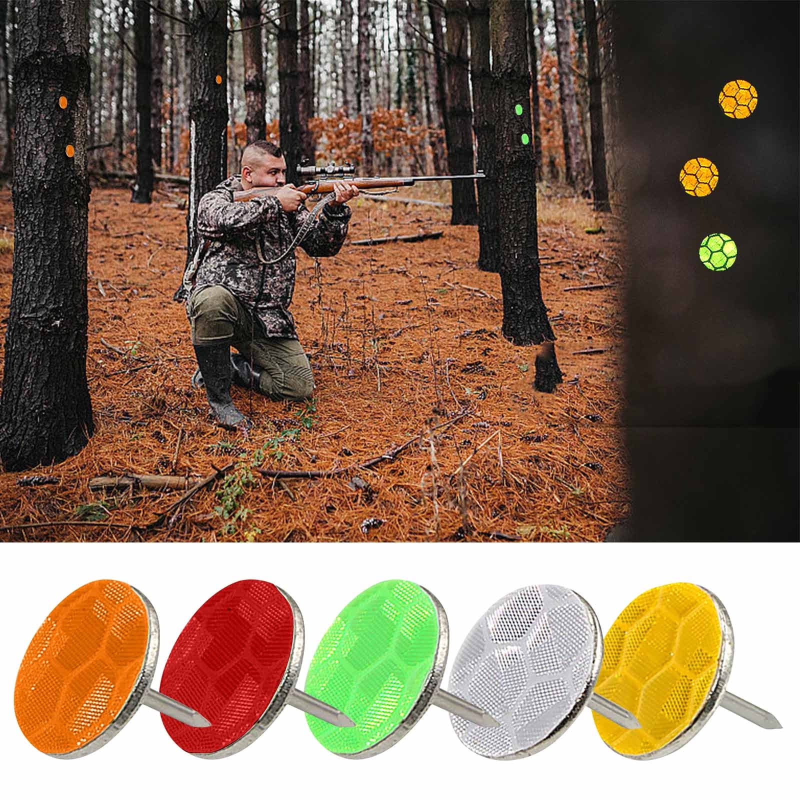 100-Pack Reflective Trail Markers - 1" Honeycomb Tacks for Hunting ...