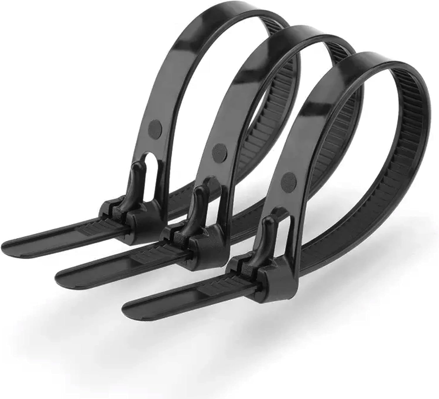 100 Pack Resealable Cable Ties 7.4mm x 200mm UV Resistant Black ...