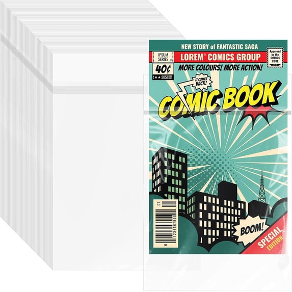 100 Pack Resealable Current Size Comic Book Bags, Crystal Clear Self ...