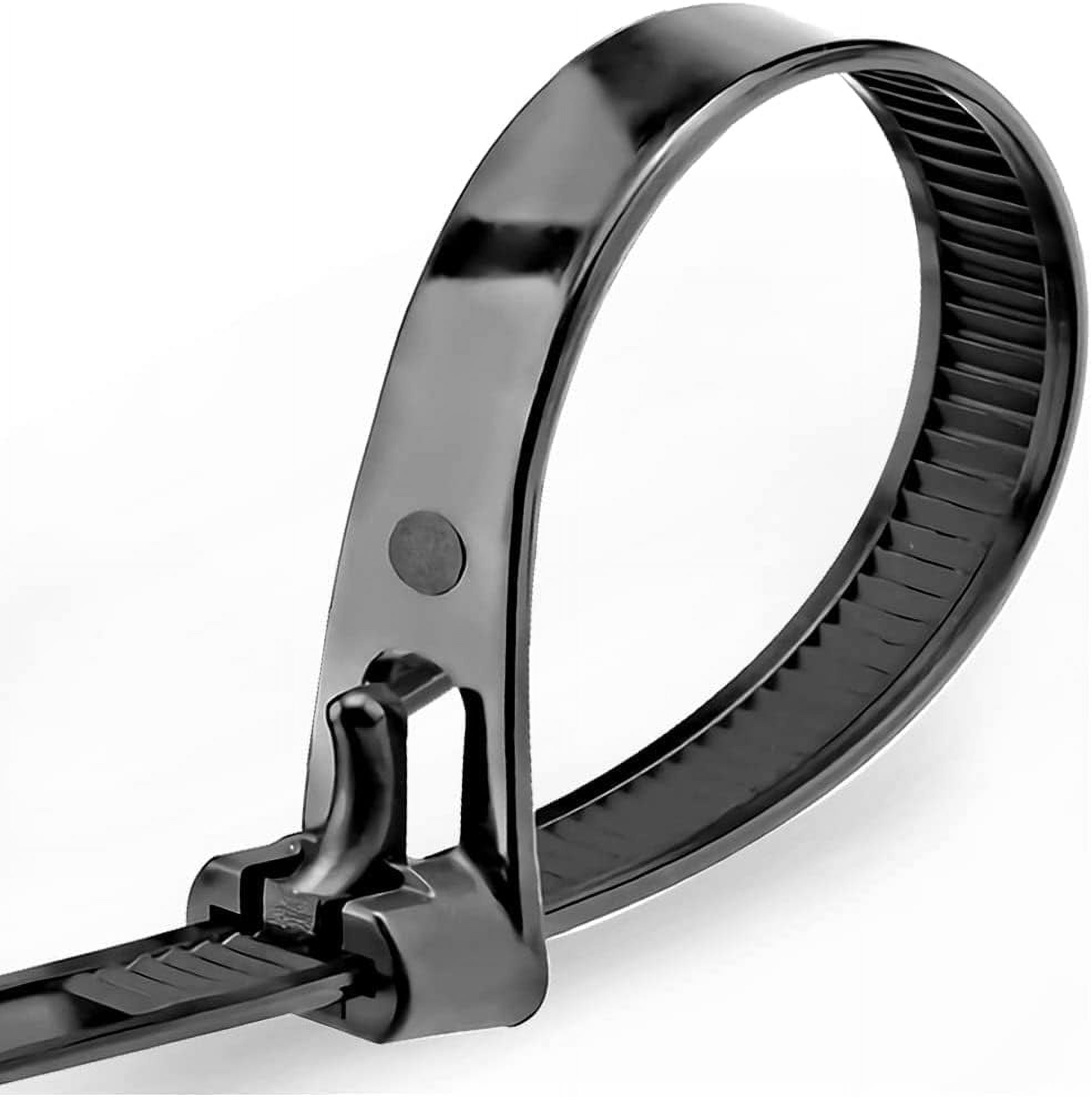100 Pack Reusable Cable Ties Black 300mm×7.6mm Heavy Duty Strong Nylon ...