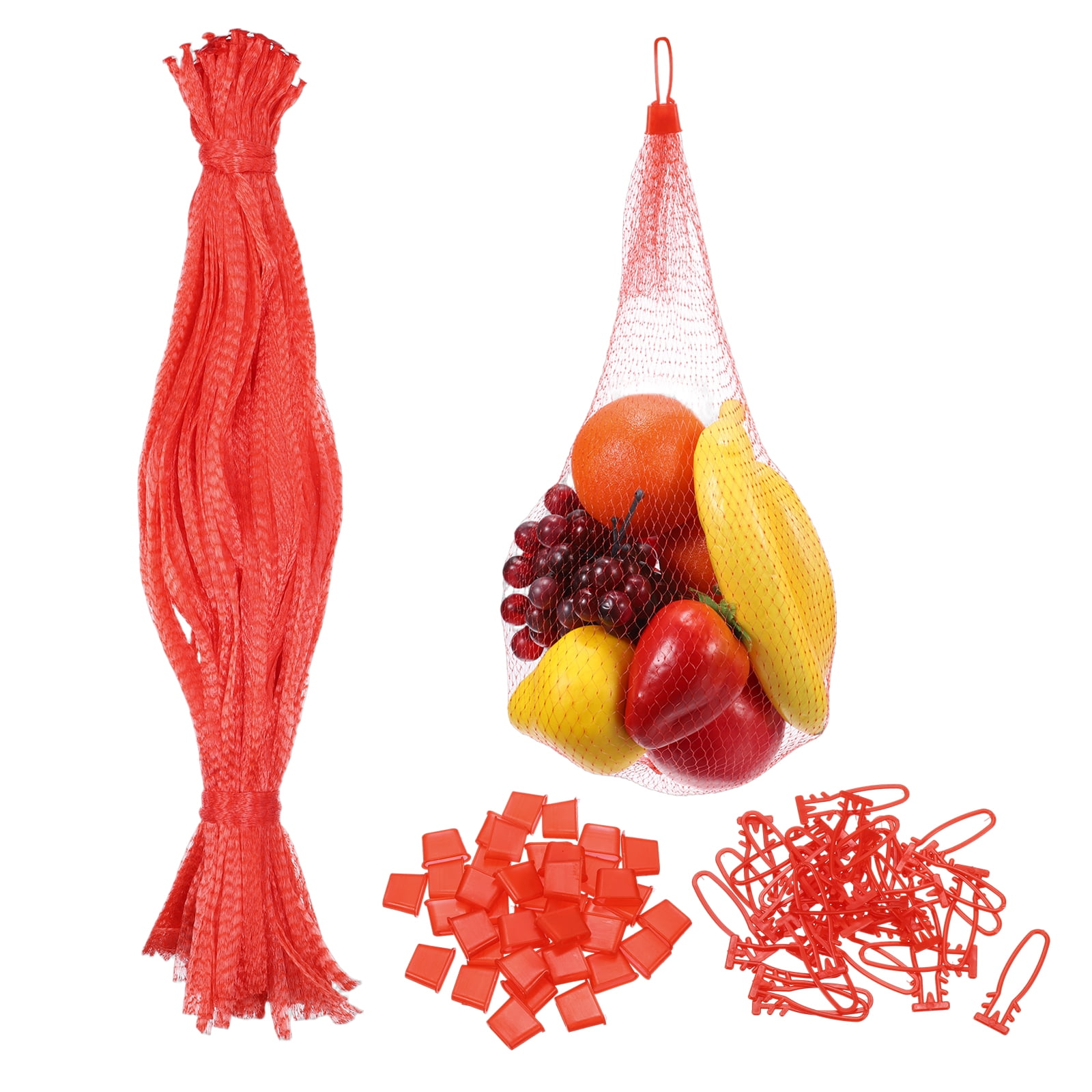 100 Pack Reusable Mesh Produce Bags, 60cm/24 Inch Washable Net Storage ...