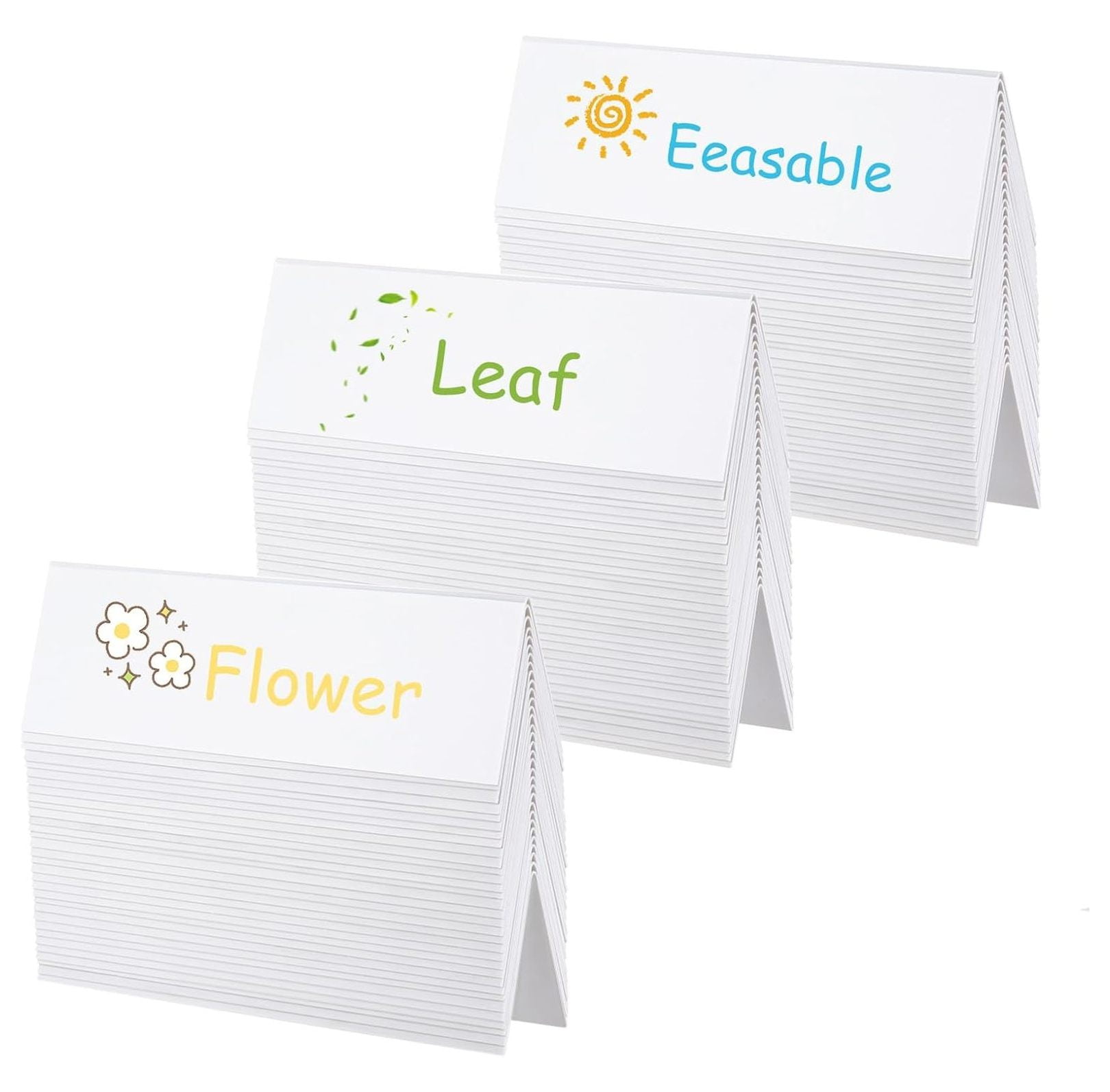 100 Pack Reusable Name Tent Cards,Acrylic Porcelain Whiteboard Dry ...