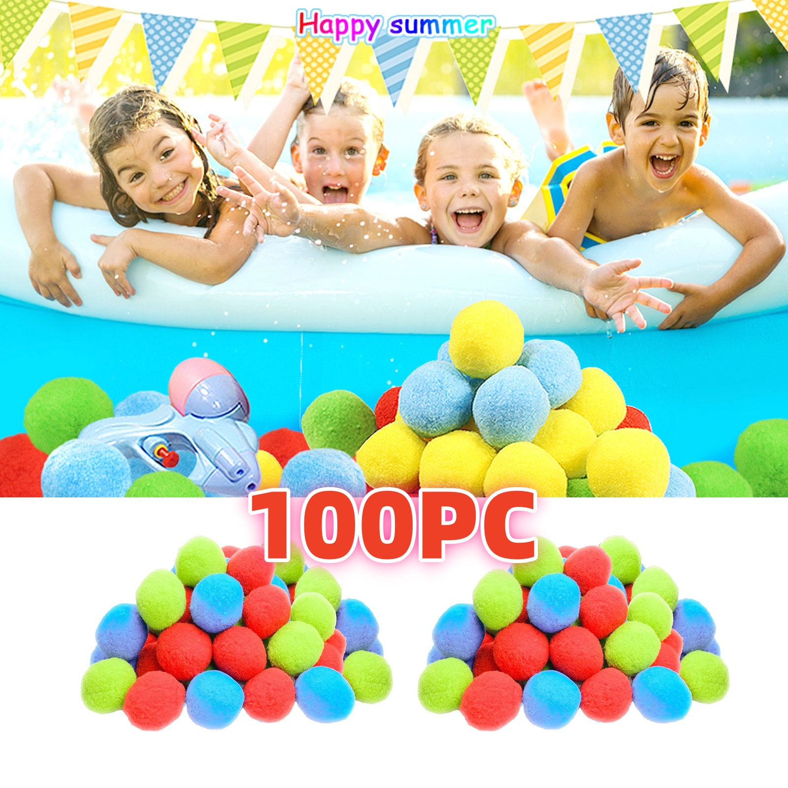 100-Pack Reusable Water Splashes Balls,2.4 Inch Soft Soaker Ball Fake ...