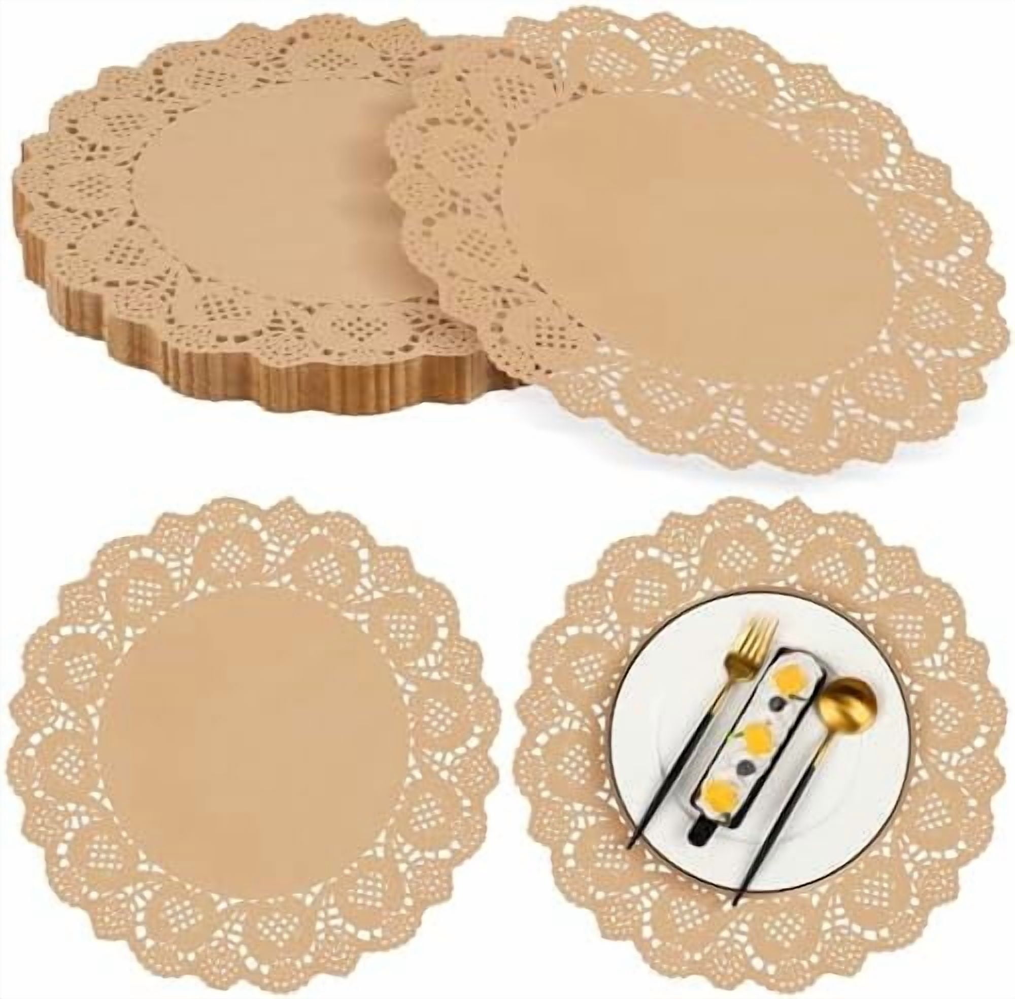 100 Pack Round Black Paper Doilies 13.5 Inches Lace Paper Place Mats ...