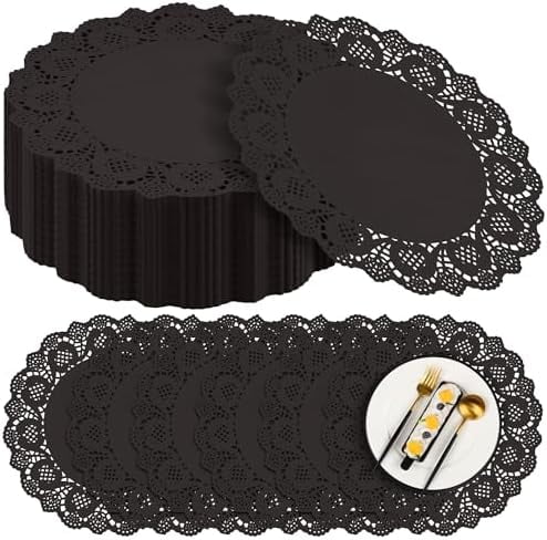 100 Pack Round Brown Kraft Paper Doilies 13.5 Inches Lace Paper Place ...