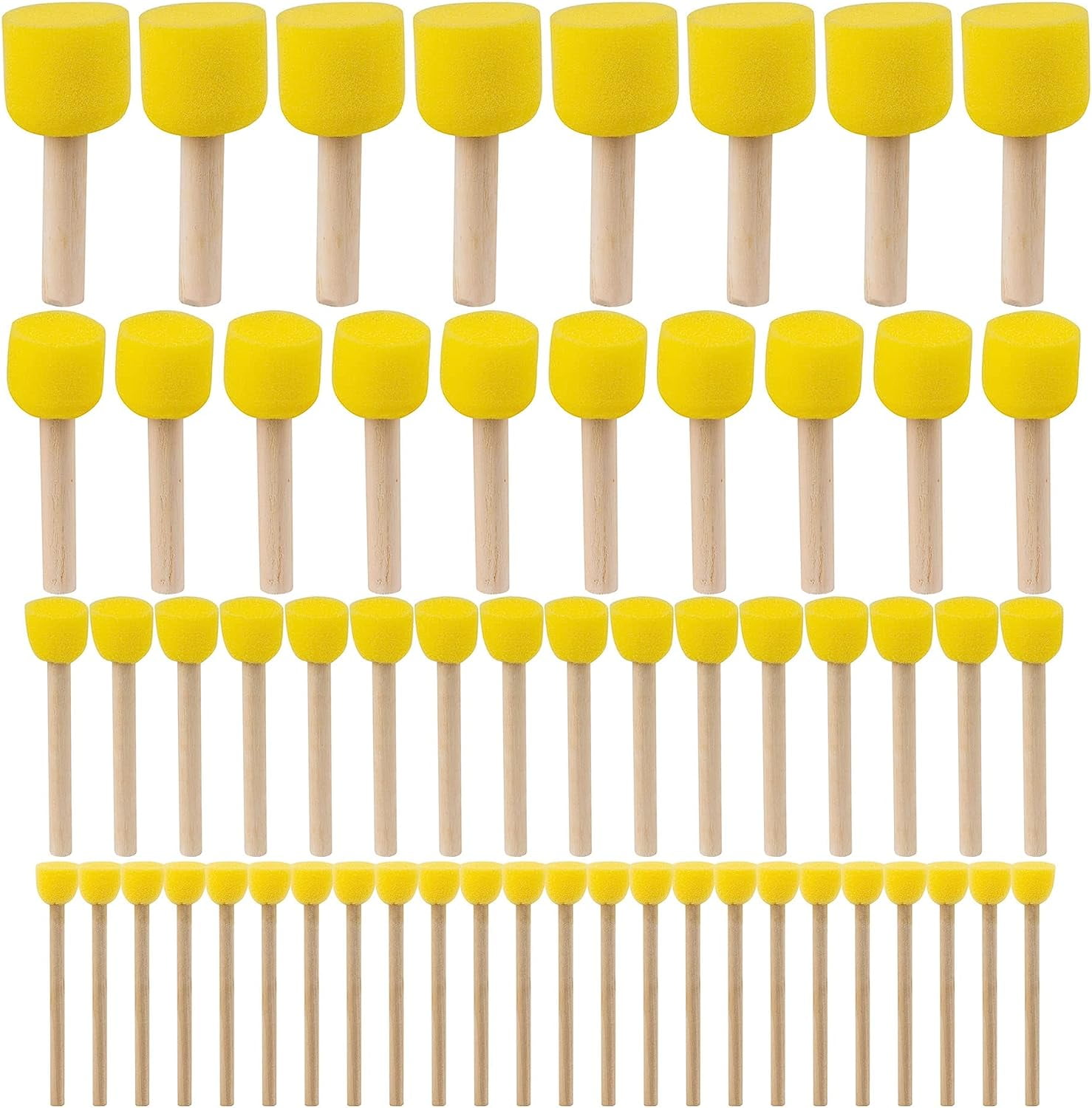 100 Pack Round Sponge Foam Brush Sets Paint Wooden Handle for Arts Crafts 4 Sizes - Walmart.com