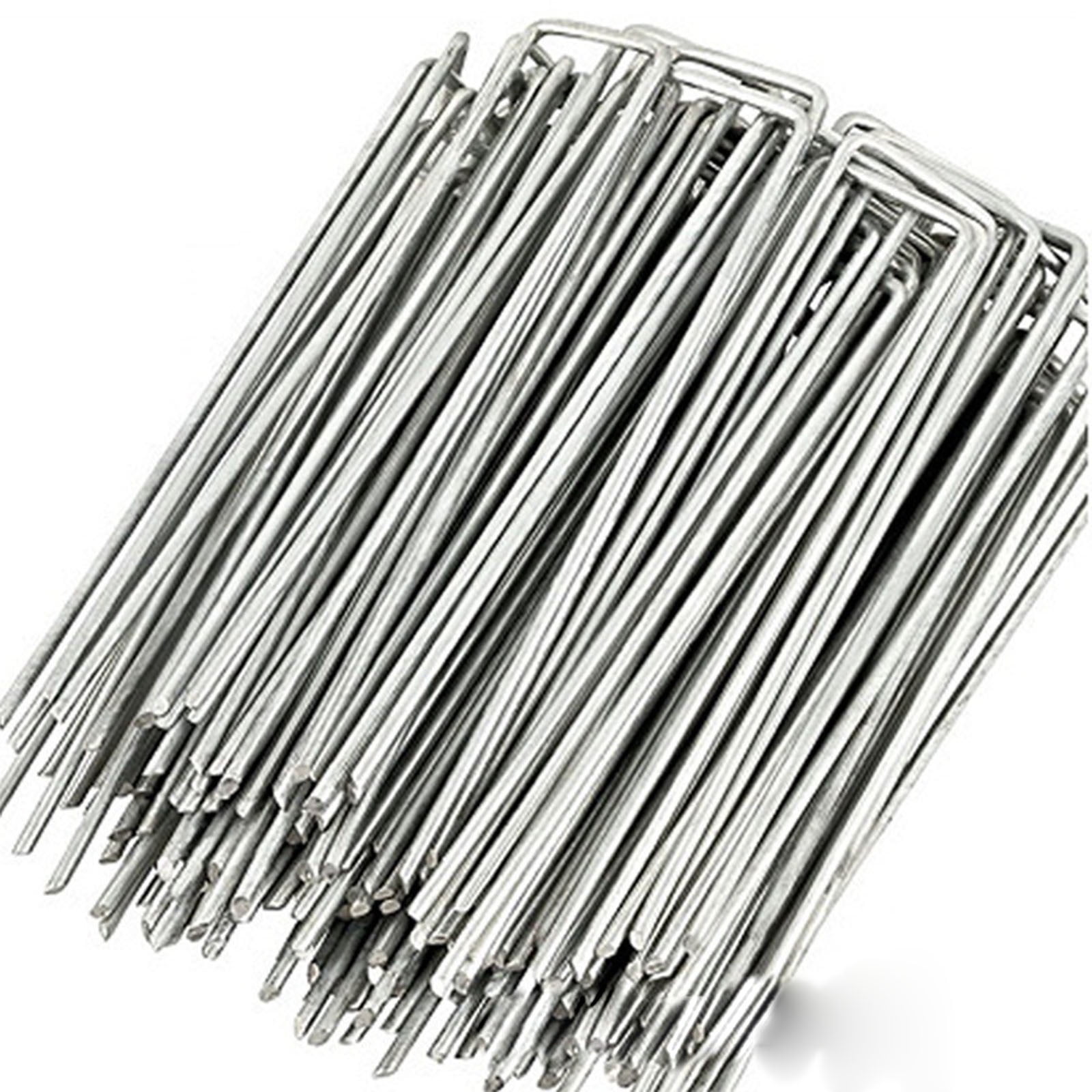 100-Pack Rustproof Garden Stakes - Reinforced Metal Ground Pins for ...