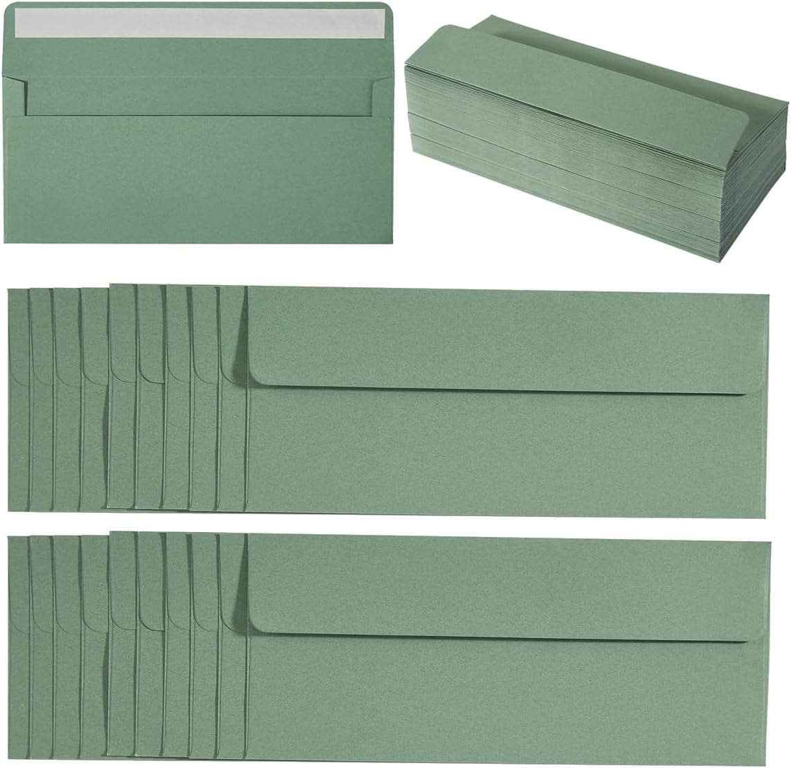 100 Pack Sage-Green #10 Business Envelopes Self Seal Standard for ...