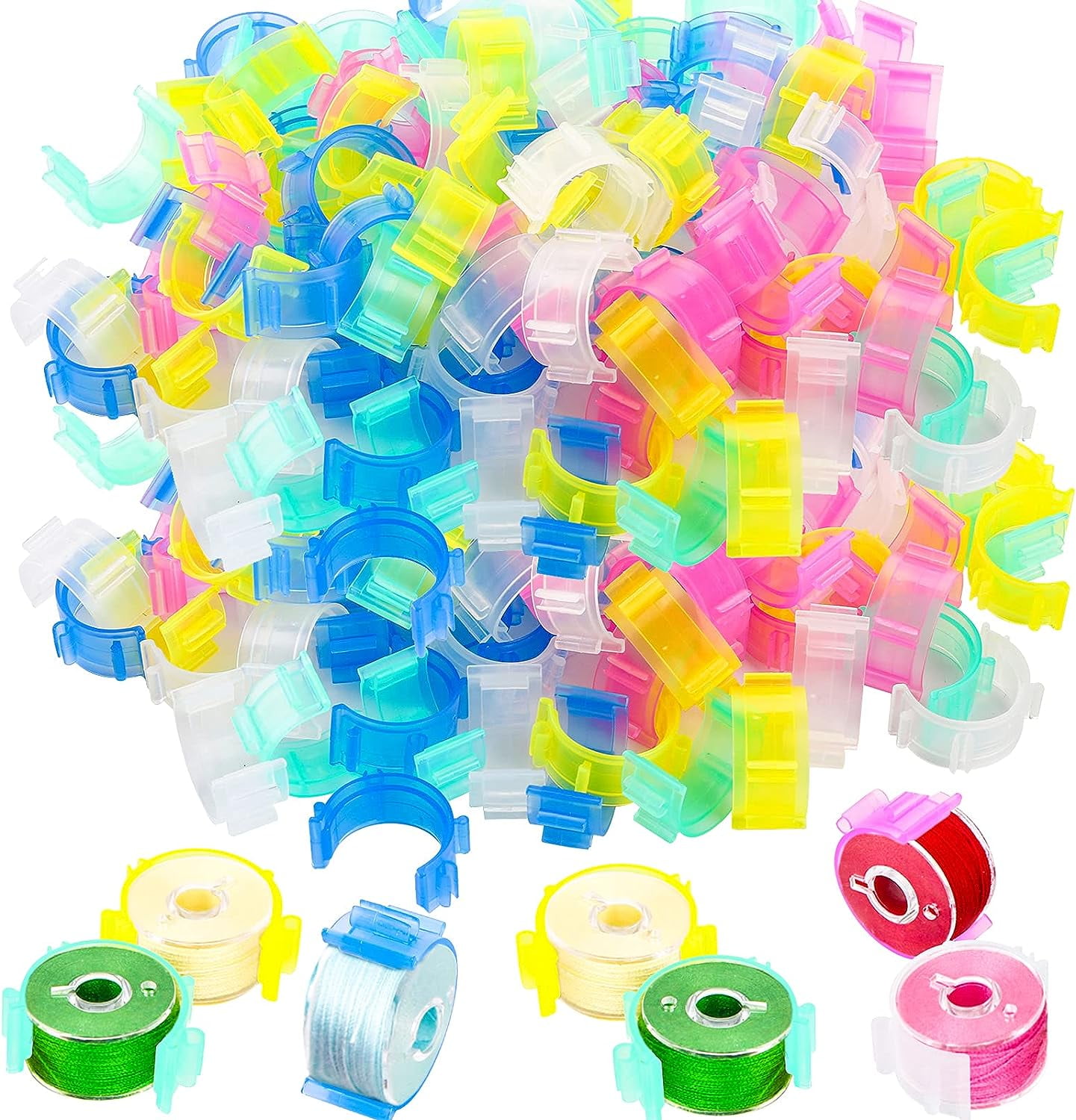 100 Pack Sewing Bobbin Clips, Plastic Bobbin Holder Clamps, Sewing Tool ...