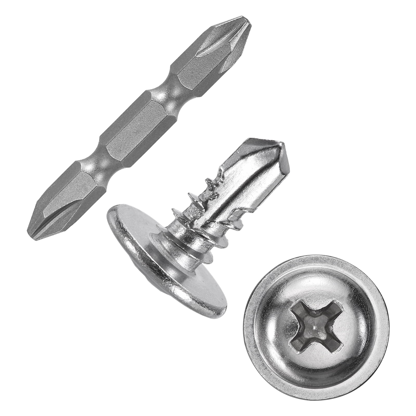 100 Pack Sheet Metal Screws, 410 Stainless Steel Truss-Head Self ...