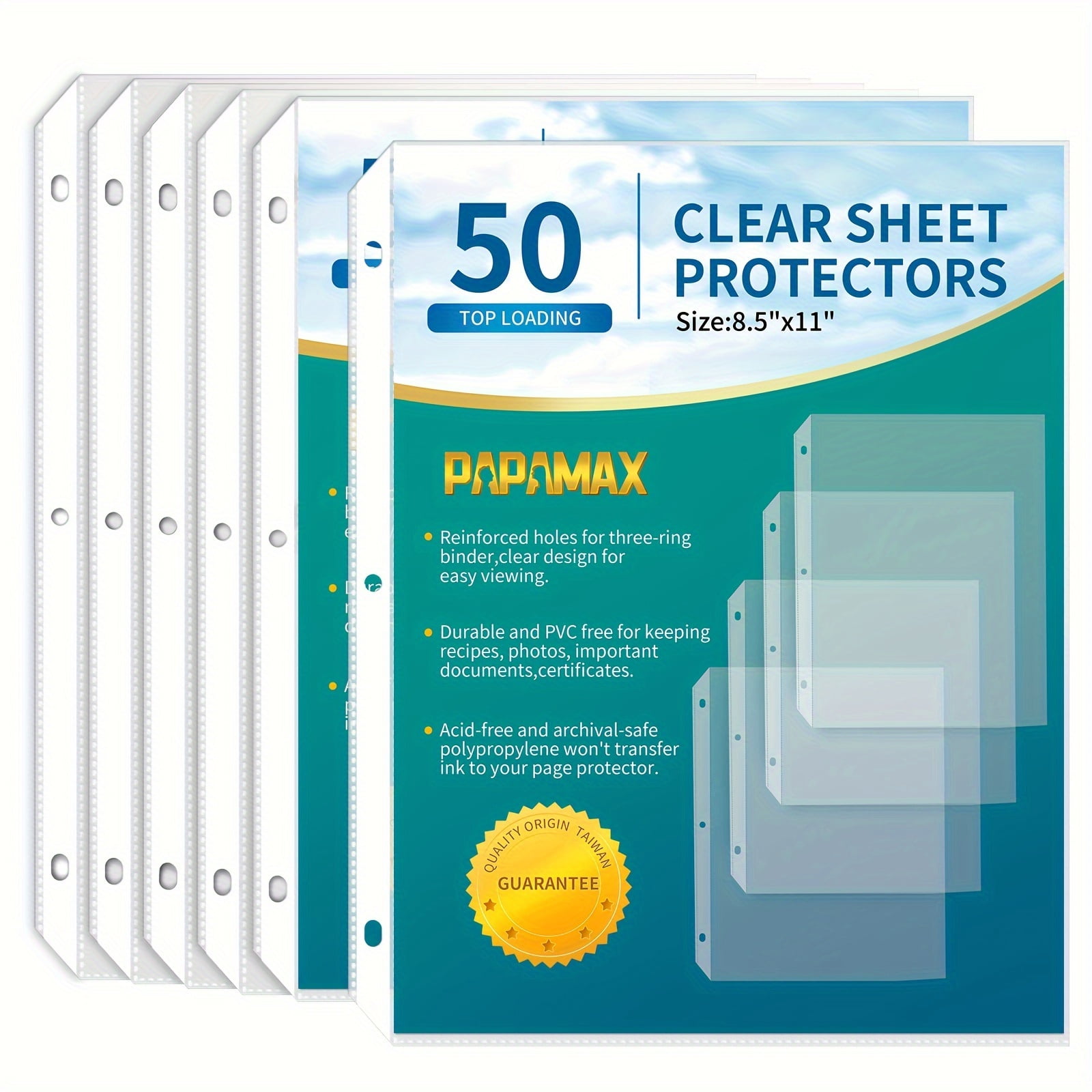 100 Pack Sheet Protectors 8.5 x 11 inch Clear Page Protectors for 3 ...