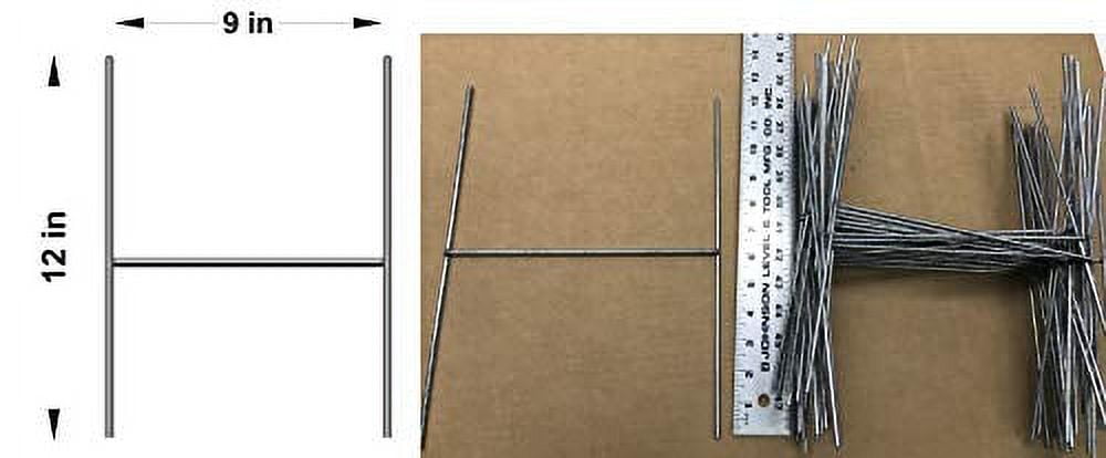 100 Pack Sign Stake, 12x9 Inch, Galvanized Steel, Silver, Straight ...
