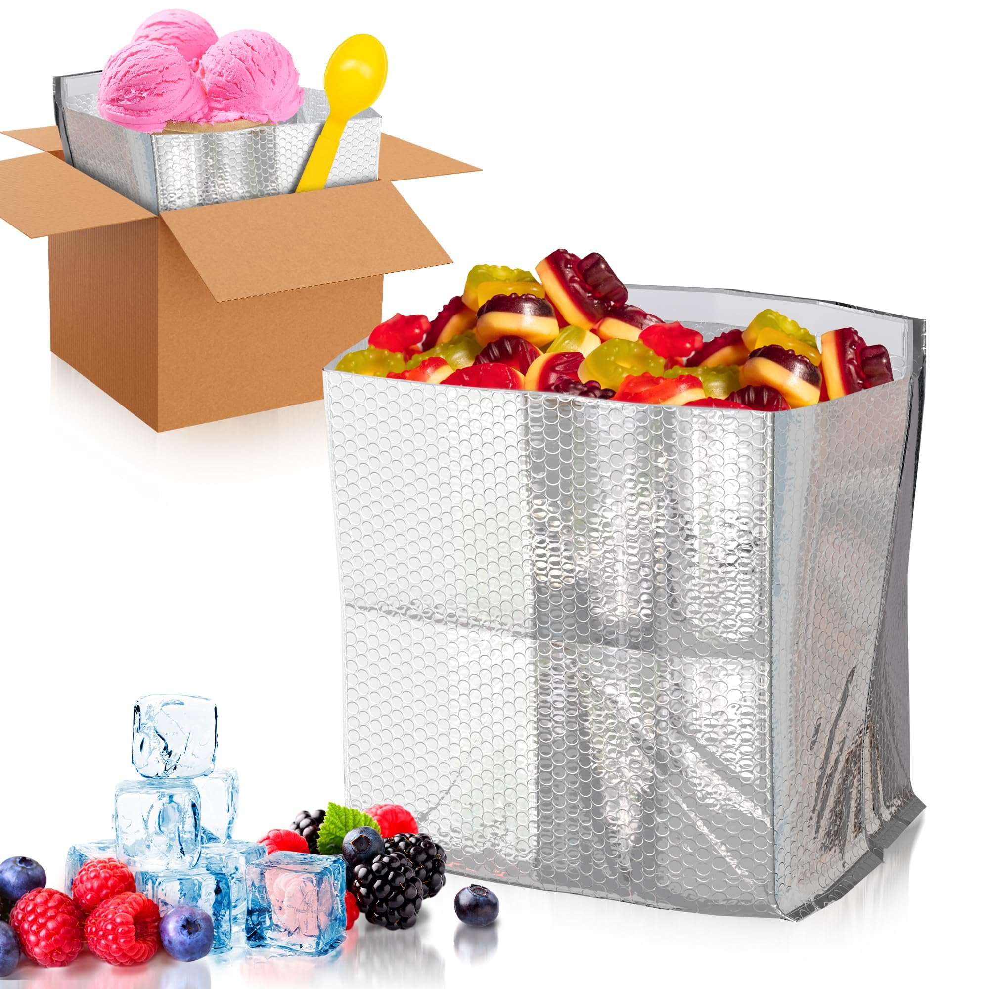 100 Pack Silver Foil Insulated Box Liners 6 x 6 x 6 inches. Shipping ...