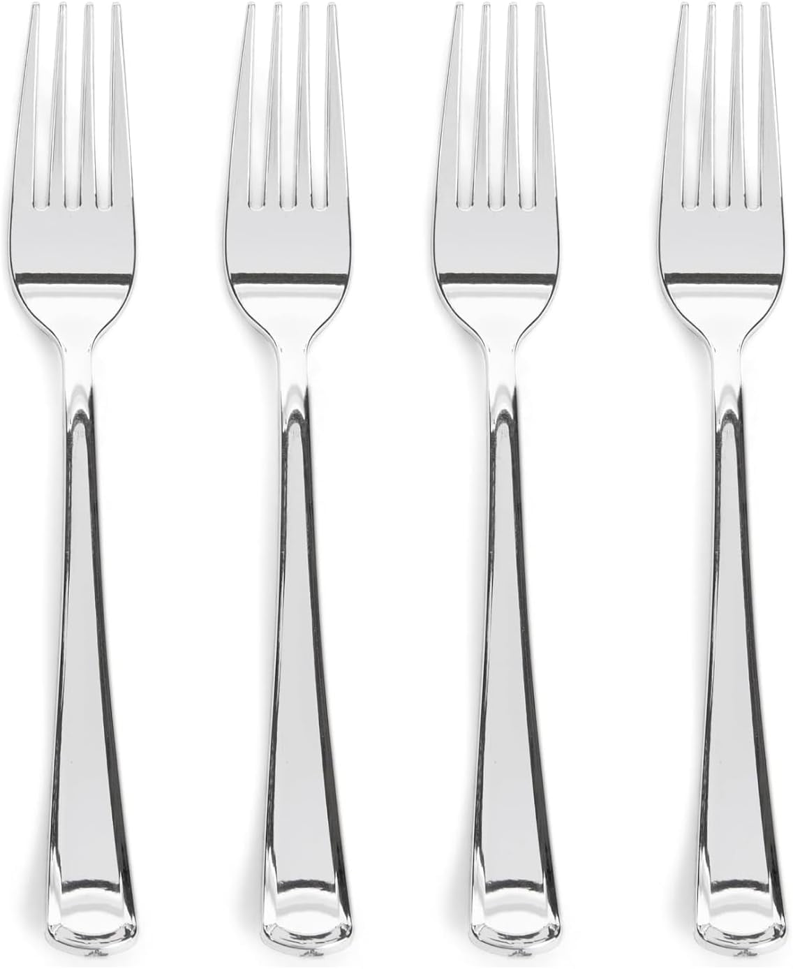 100 Pack Silver Plastic Forks Heavy-Duty - Elegant Disposable ...