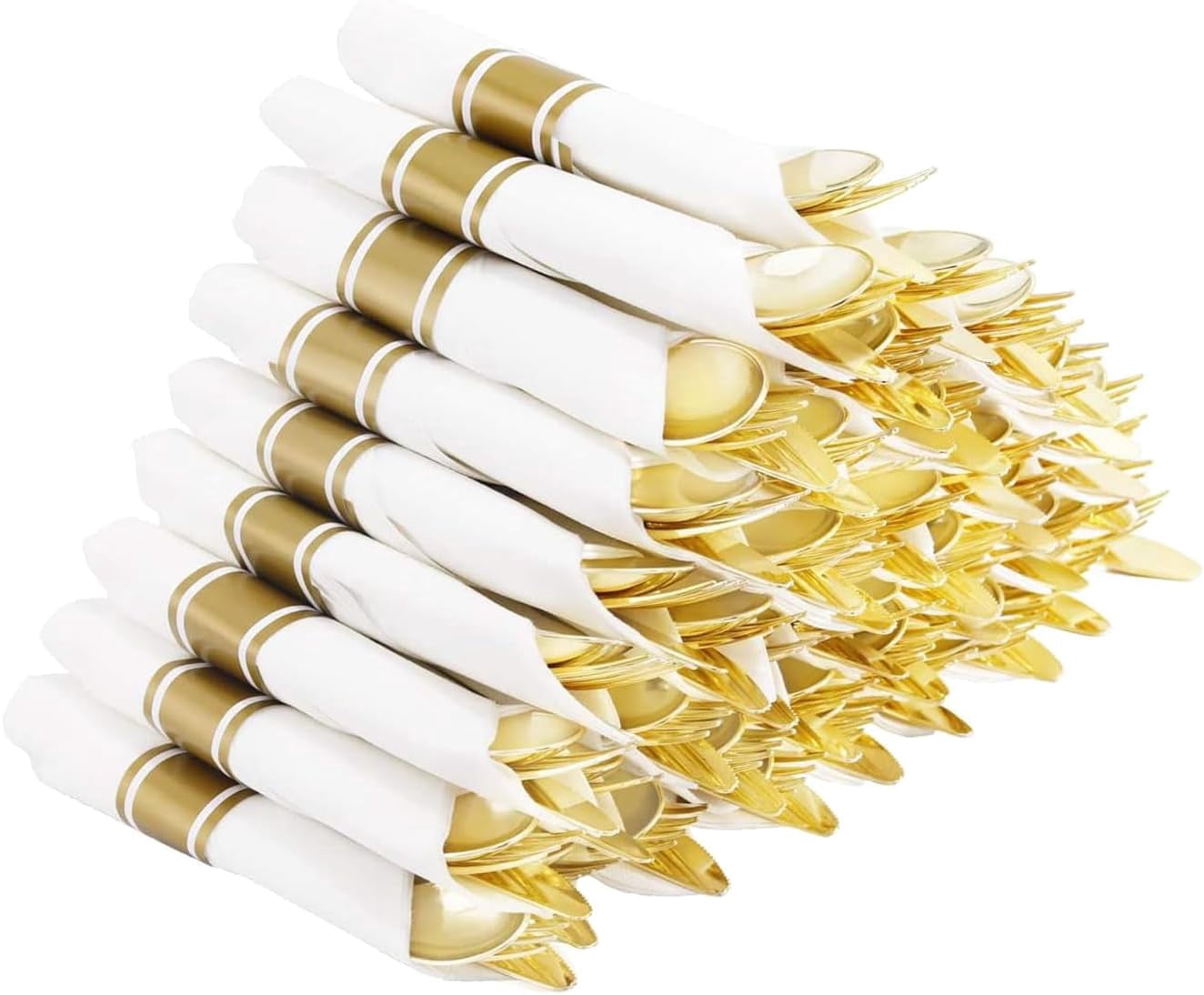 100 Pack Silver Plastic Silverware Pre Rolled Silverware Set Disposable ...