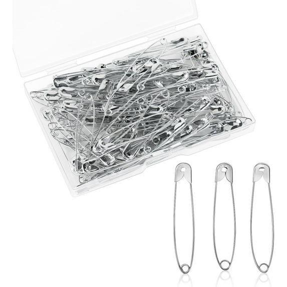 100 Pack Silver Safety Pins Assorted, Galvanized Steel Bulk Safety Pins ...