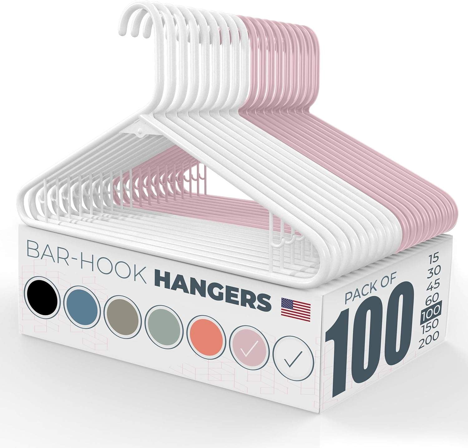 100-Pack Slim Clothes Hangers – 6 lb Capacity, Notchless Design ...