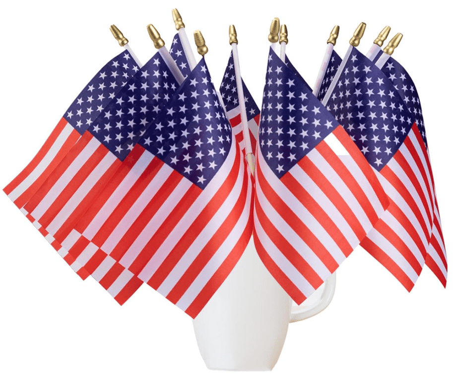 100 Pack Small American Flags on Stick,8x5 Inch Small US Flags/American ...