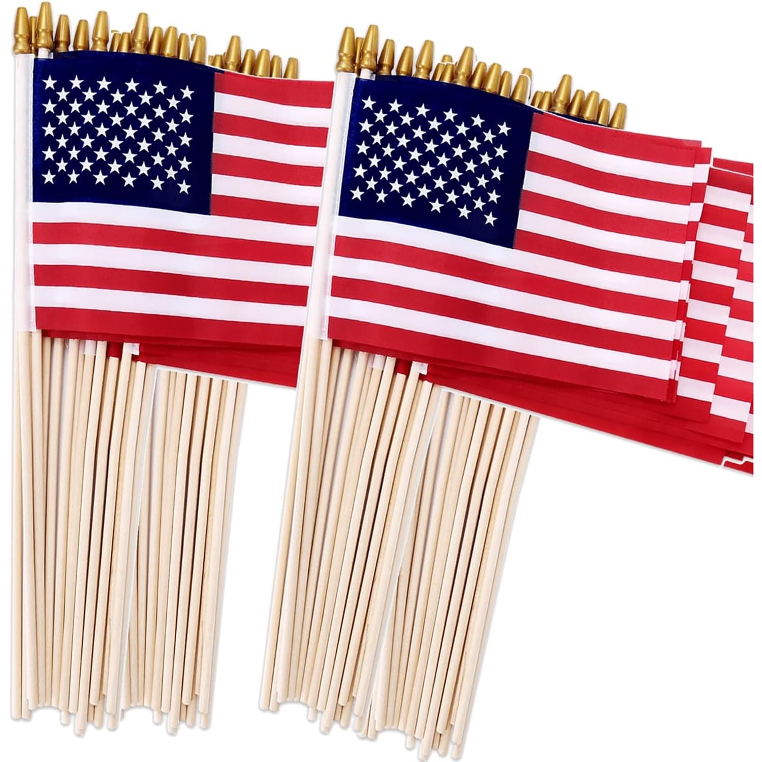 100 Pack Small American Flags on Stick, 4x6 inch Handheld US Flags ...