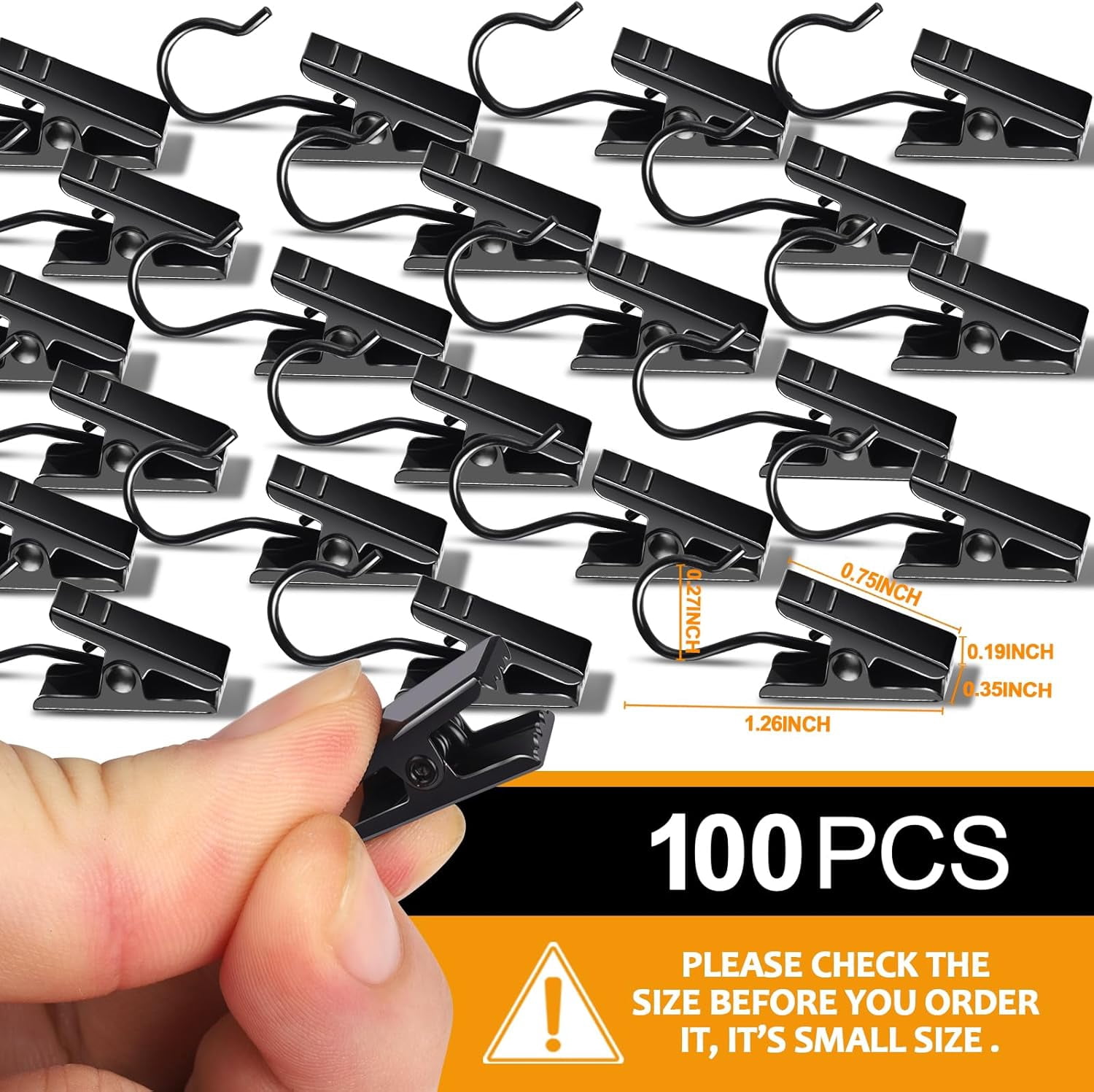 100 Pack Small Curtain Clips Curtain Hooks for Outdoor String Lights ...