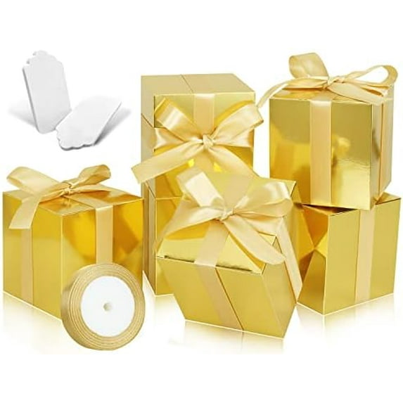 100 Pack Small Gift Boxes, 2x2x2 Inches Favor Boxes Gold Paper Gift ...