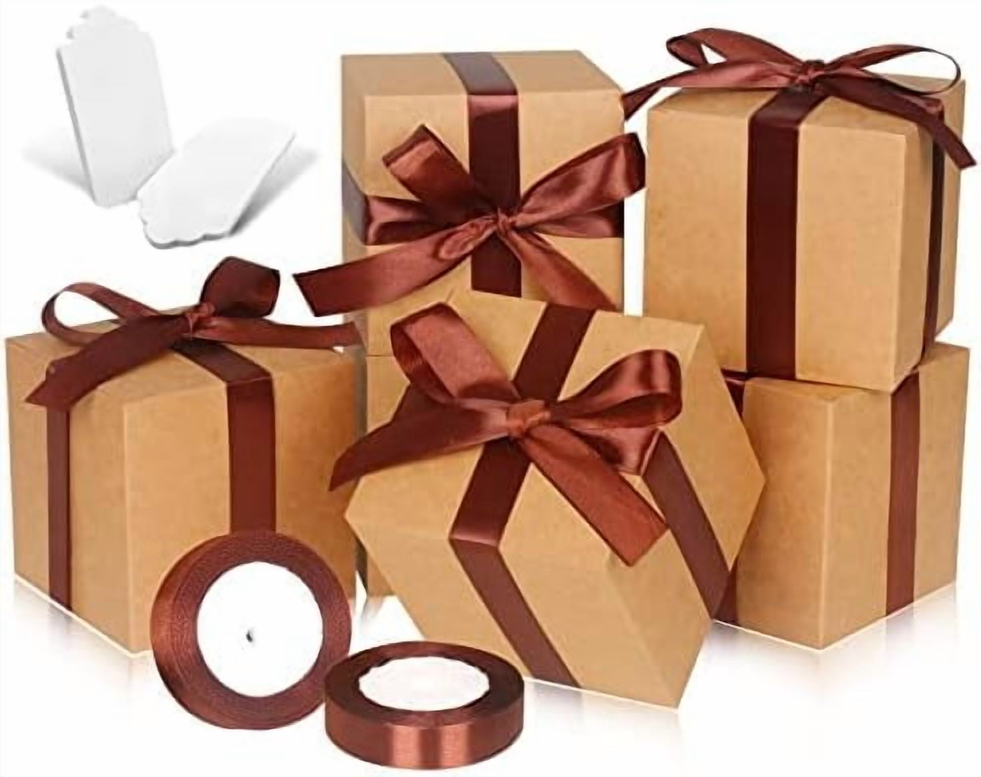 100 Pack Small Gift Boxes, 4x4x4 Inches Favor Boxes Brown Paper Gift ...