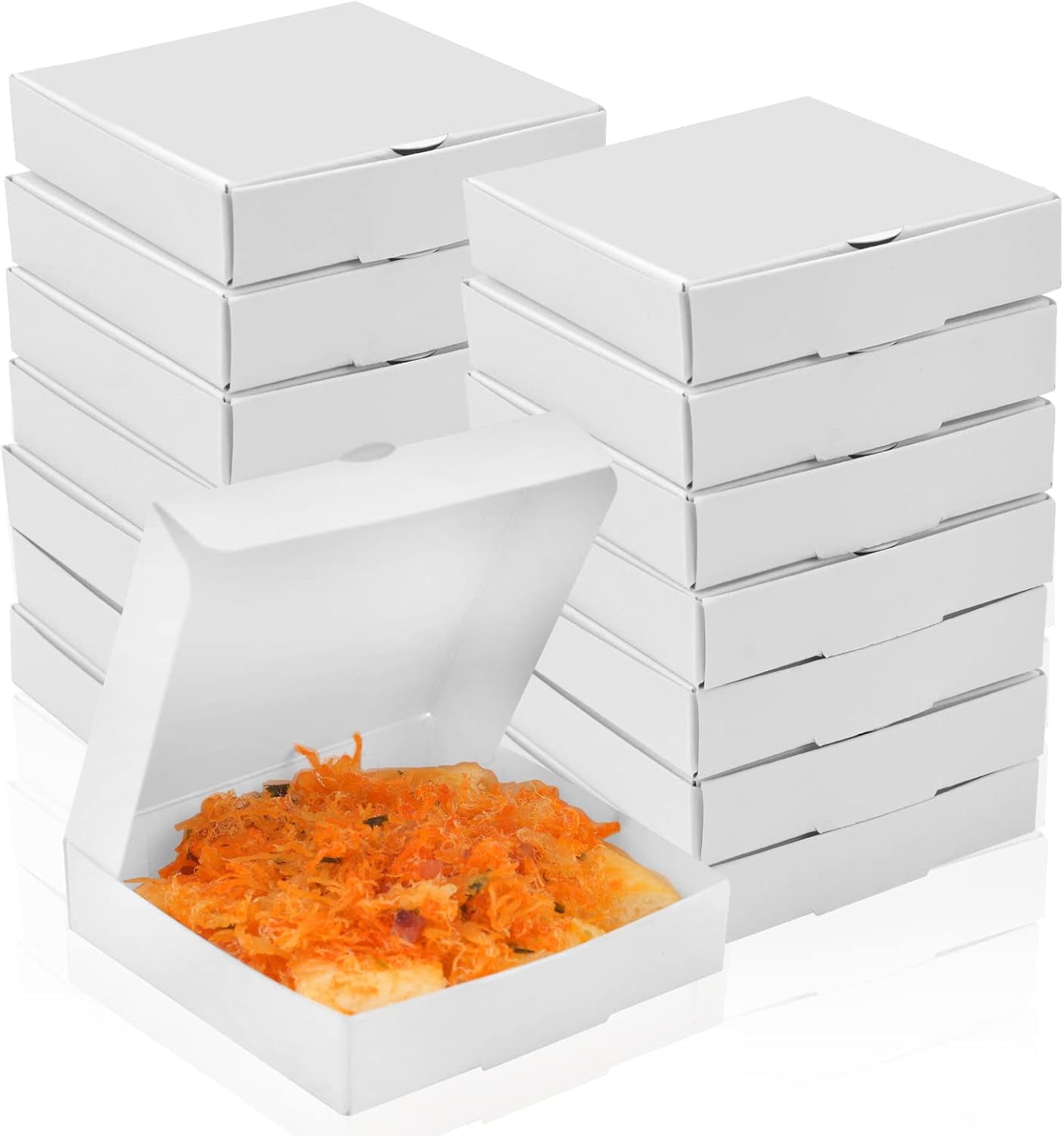 100 Pack Small Pizza Boxes Mini Pizza Boxes 3.5 x 3.5 White Mini Pizza ...