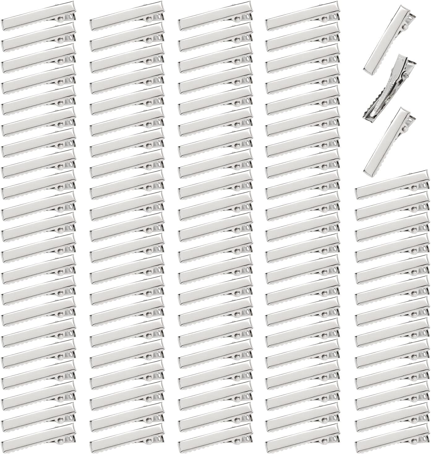 100 Pack Small Plain Silver Duckbill Alligator Metal Hair Clips ...