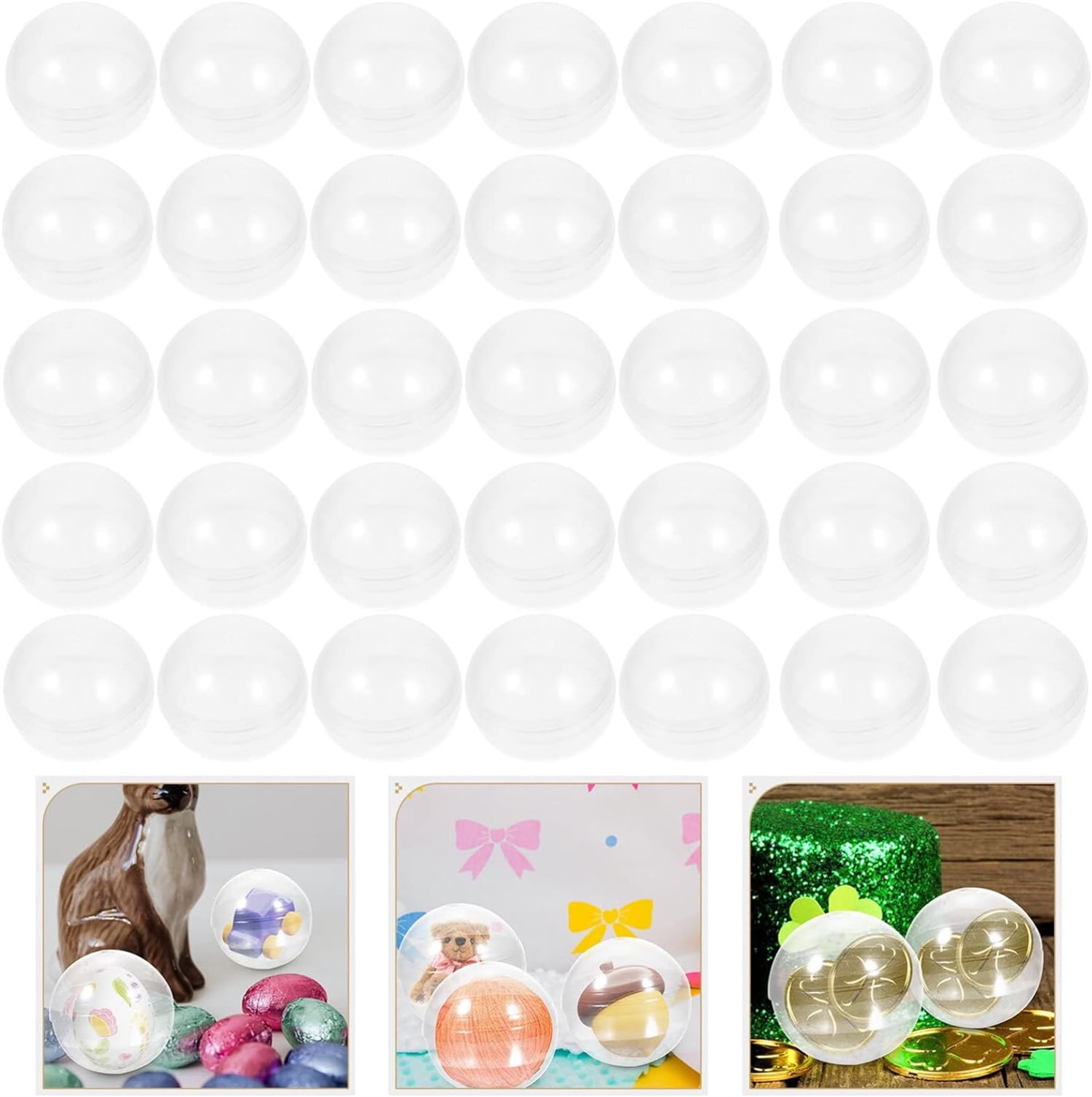100 Pack Small Round Capsules,Plastic Transparent Balls Round Balls ...