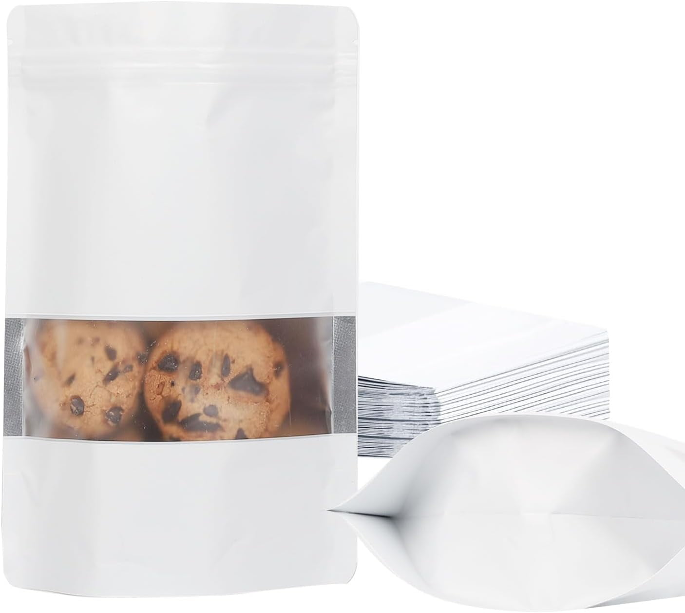 100 Pack Smell Proof Bags, Resealable Mylar Bags with Matte Window ...